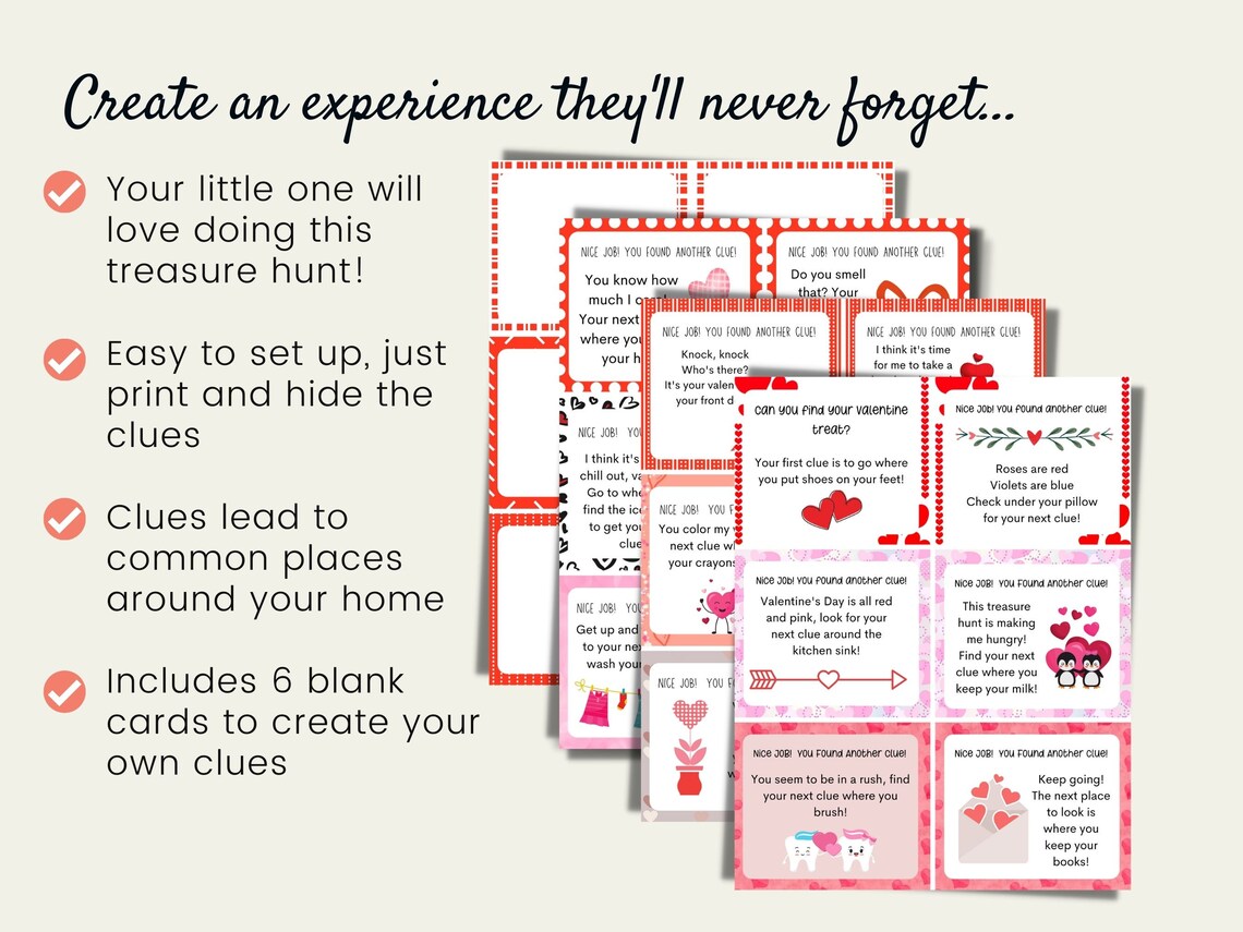 Valentine's Day Scavenger Hunt for Kids | Valentines Treasure Hunt ...