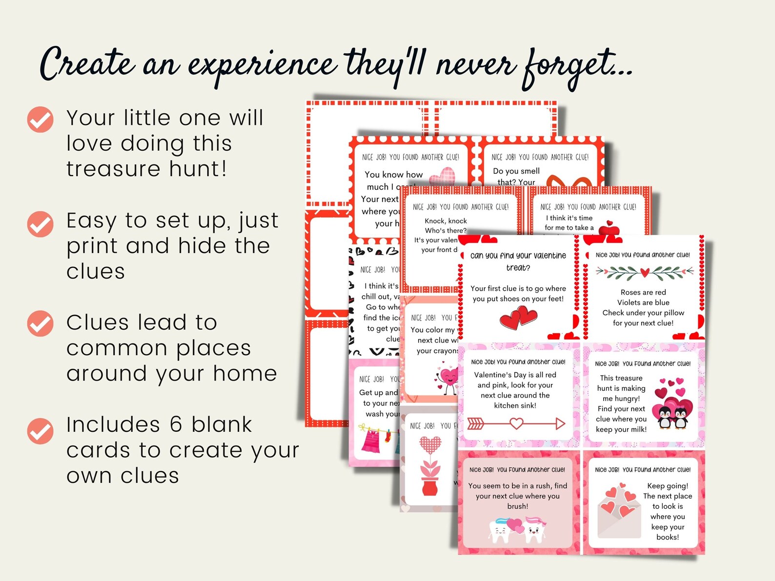 Valentine's Day Scavenger Hunt for Kids Valentines Treasure Hunt Clues ...