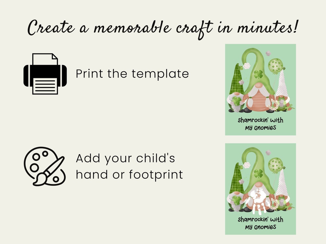 St Patrick's Day Gnome Handprint Art Craft DIY Gnome - Etsy