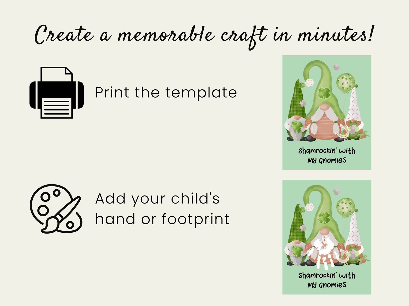 St Patrick's Day Gnome Handprint Art Craft | DIY Gnome Crafts for Kids ...