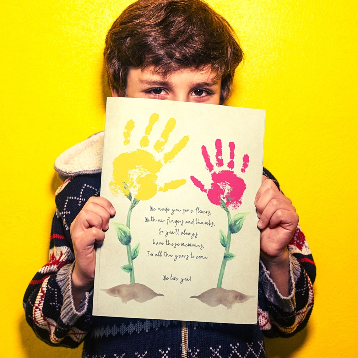 Two Flowers Sibling Handprint Art Craft Mother's Day - Etsy