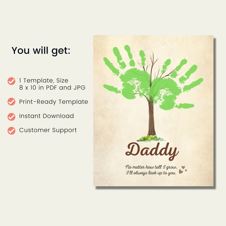 No Matter How Tall I Grow Tree Handprint Art Craft | Father's Day ...