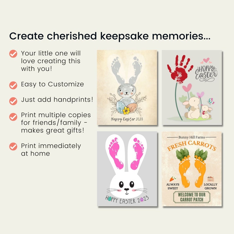 Easter Handprint Art Craft Bundle of 4 Prints | Personalized Easter ...