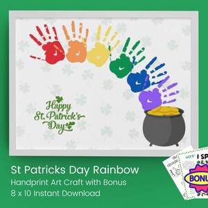 St Patrick's Day Rainbow Handprint Art | Rainbow Handprint Craft | Pot ...