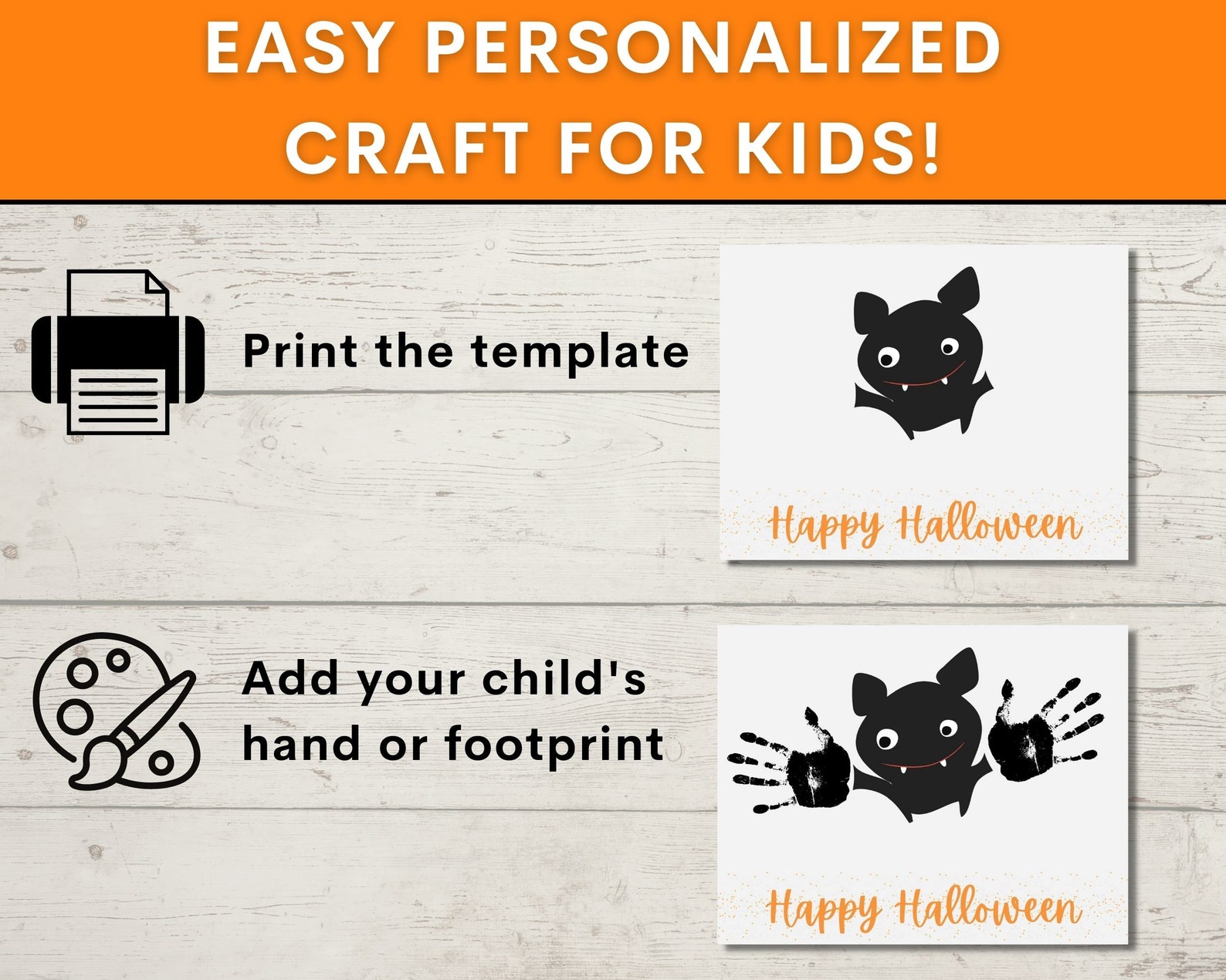 Halloween Bat Handprint Art | Bat Handprint Printable Craft | Toddler ...