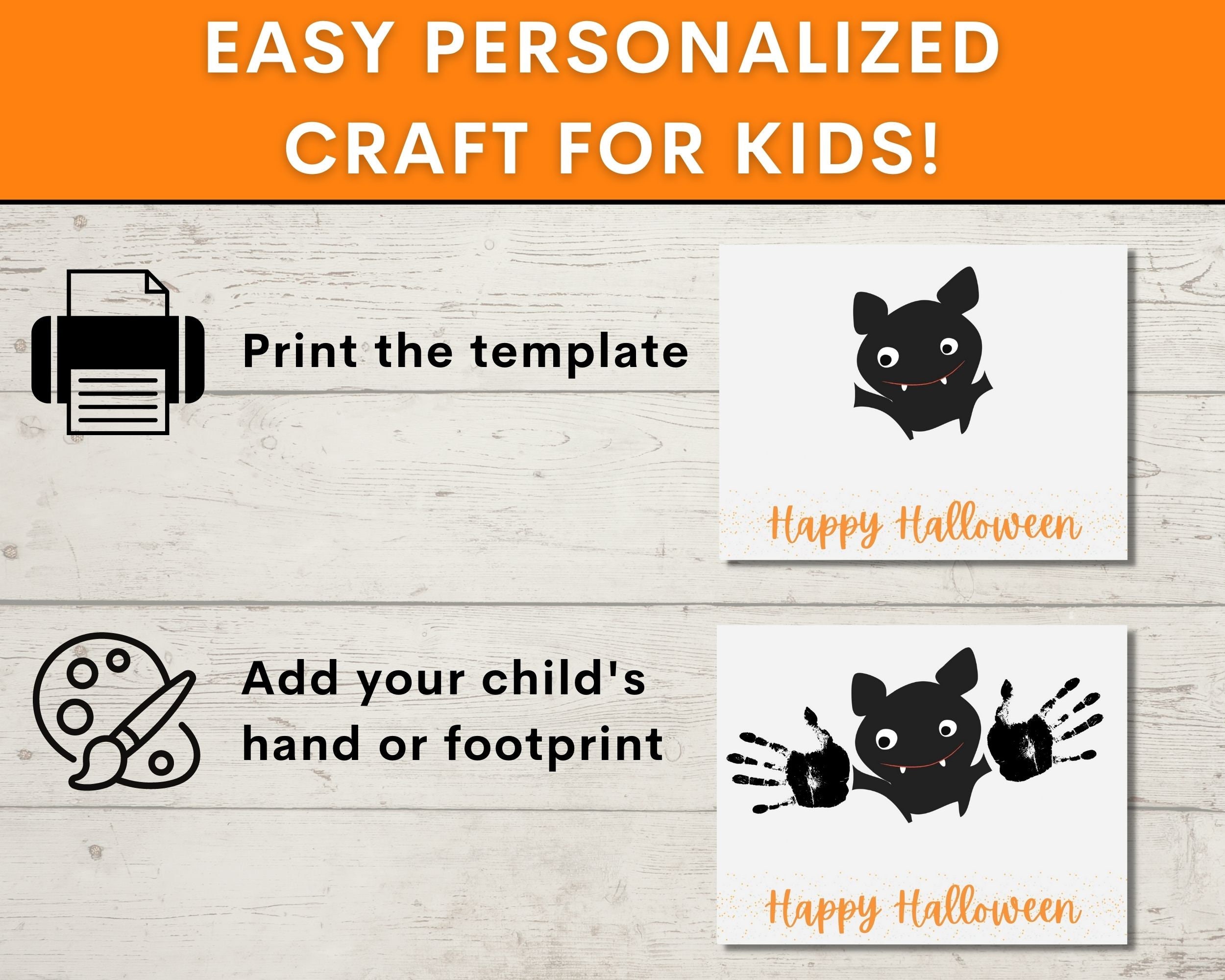 Halloween Bat Handprint Art Bat Handprint Printable Craft Toddler ...