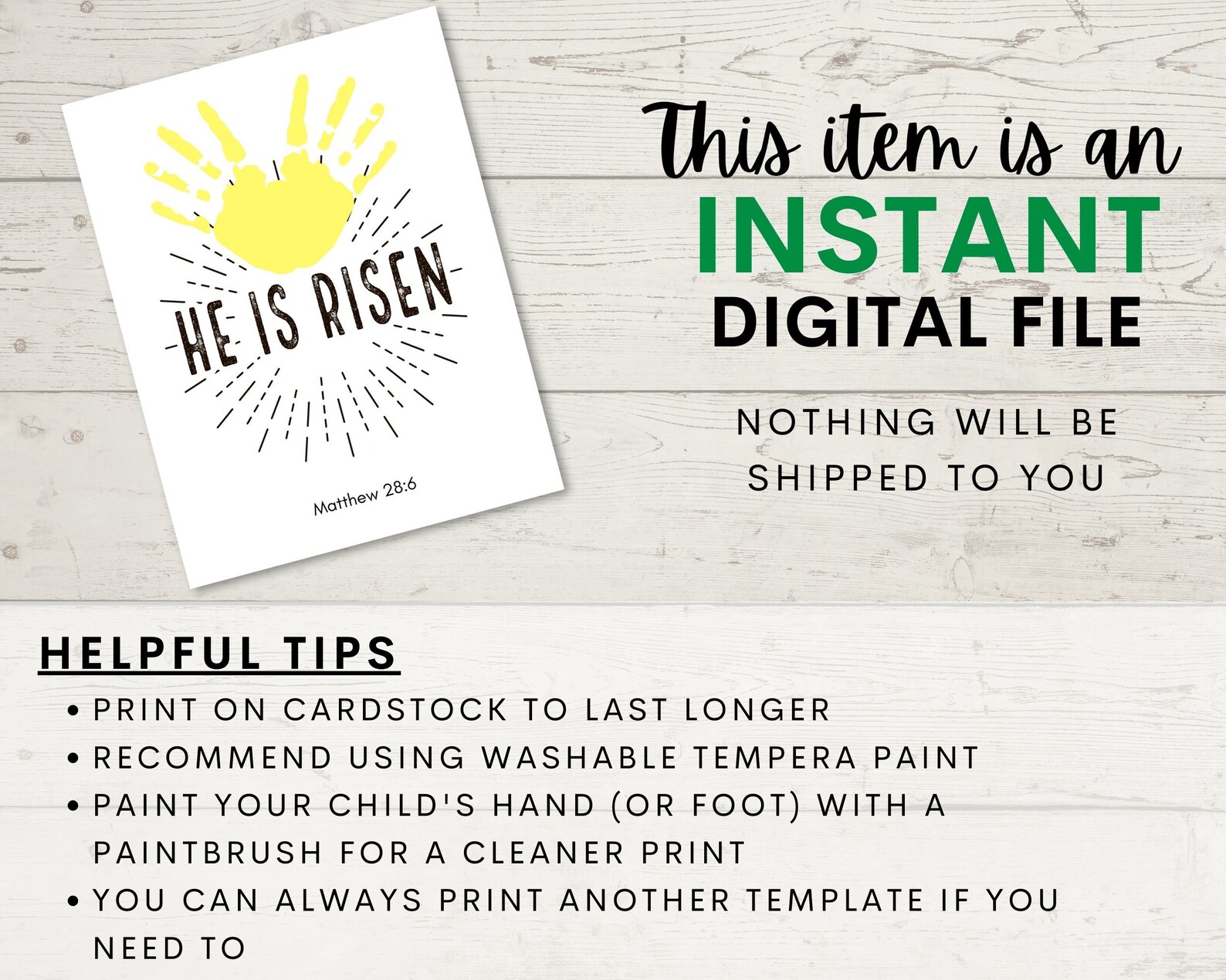 He is Risen Easter Printable Handprint Art DIY Easter Craft - Etsy