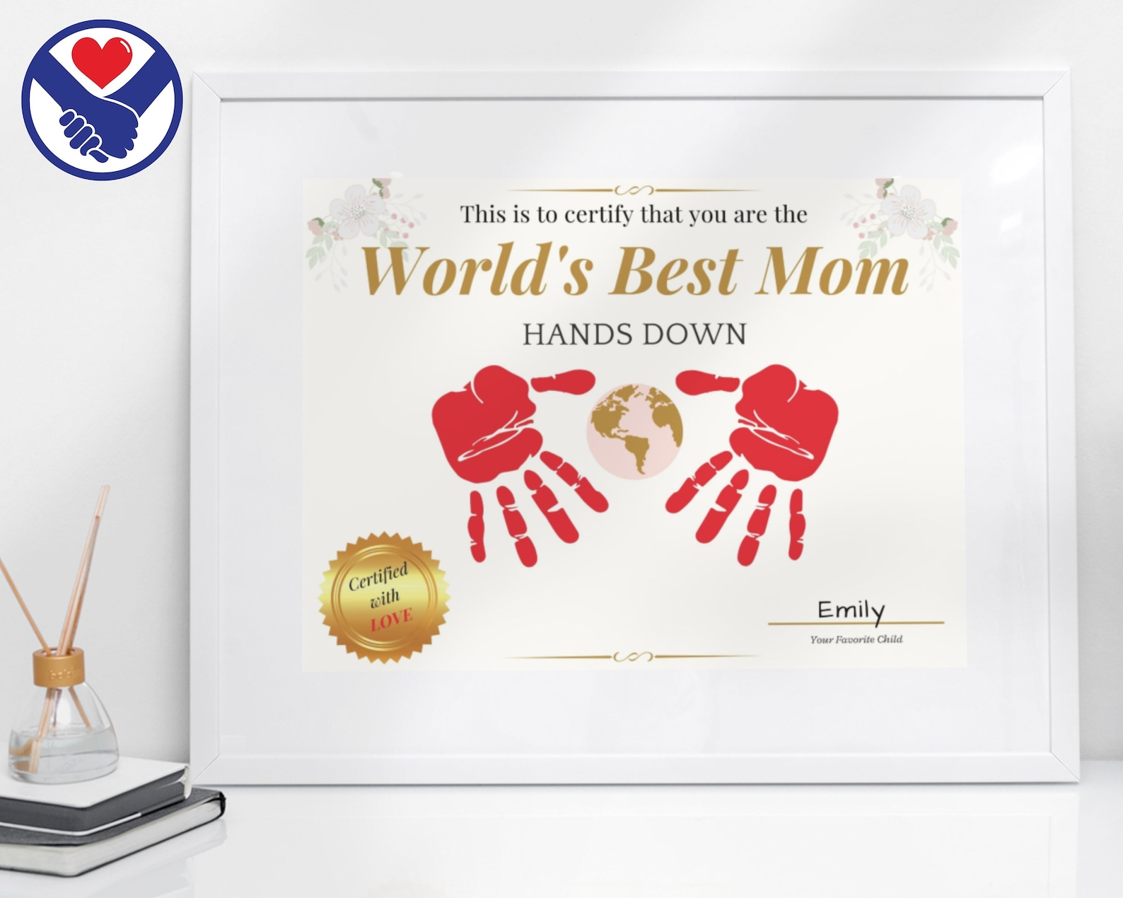 Mothers Day Handprint Art World's Best Mom Hands Down - Etsy