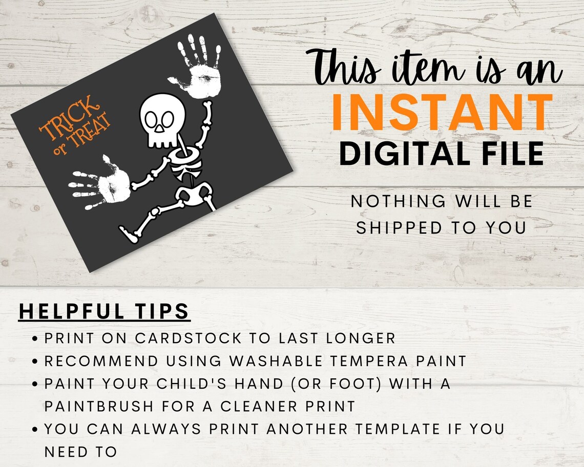 Halloween Skeleton Handprint Art Skeleton Printable Craft - Etsy