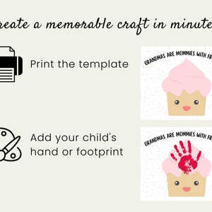 Gift for Grandma Cupcake Handprint Art Craft | DIY Card for Granny ...