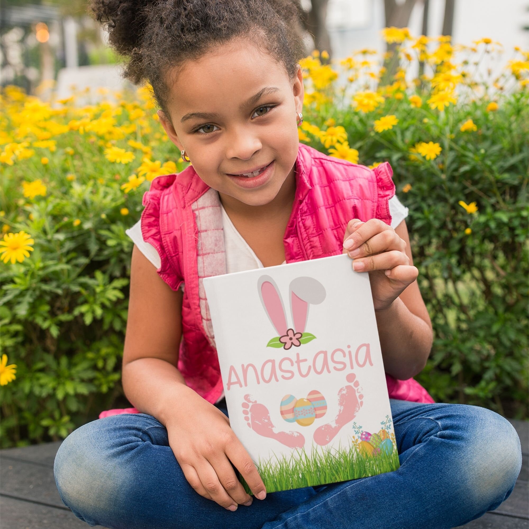 EDITABLE Pink Easter Bunny With Personalized Name Handprint Art Craft ...