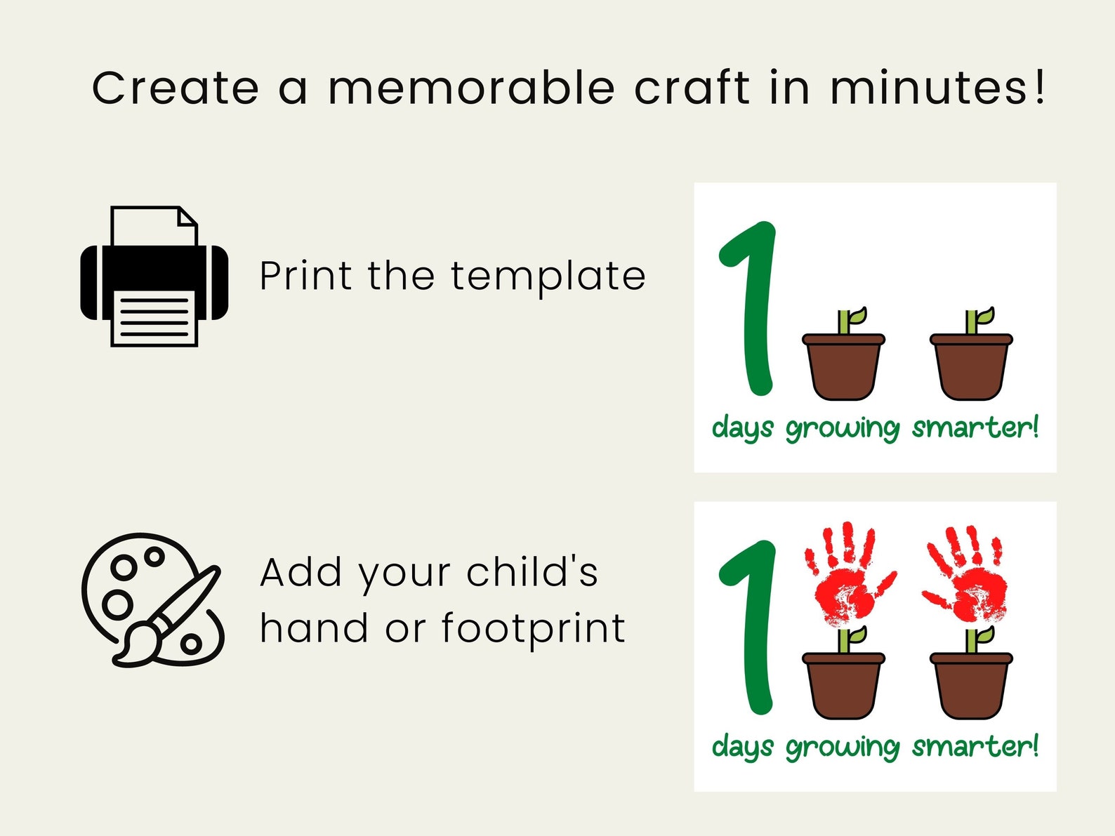 100 Days of School Handprint Art Craft for Kids | 100 Days Growing ...