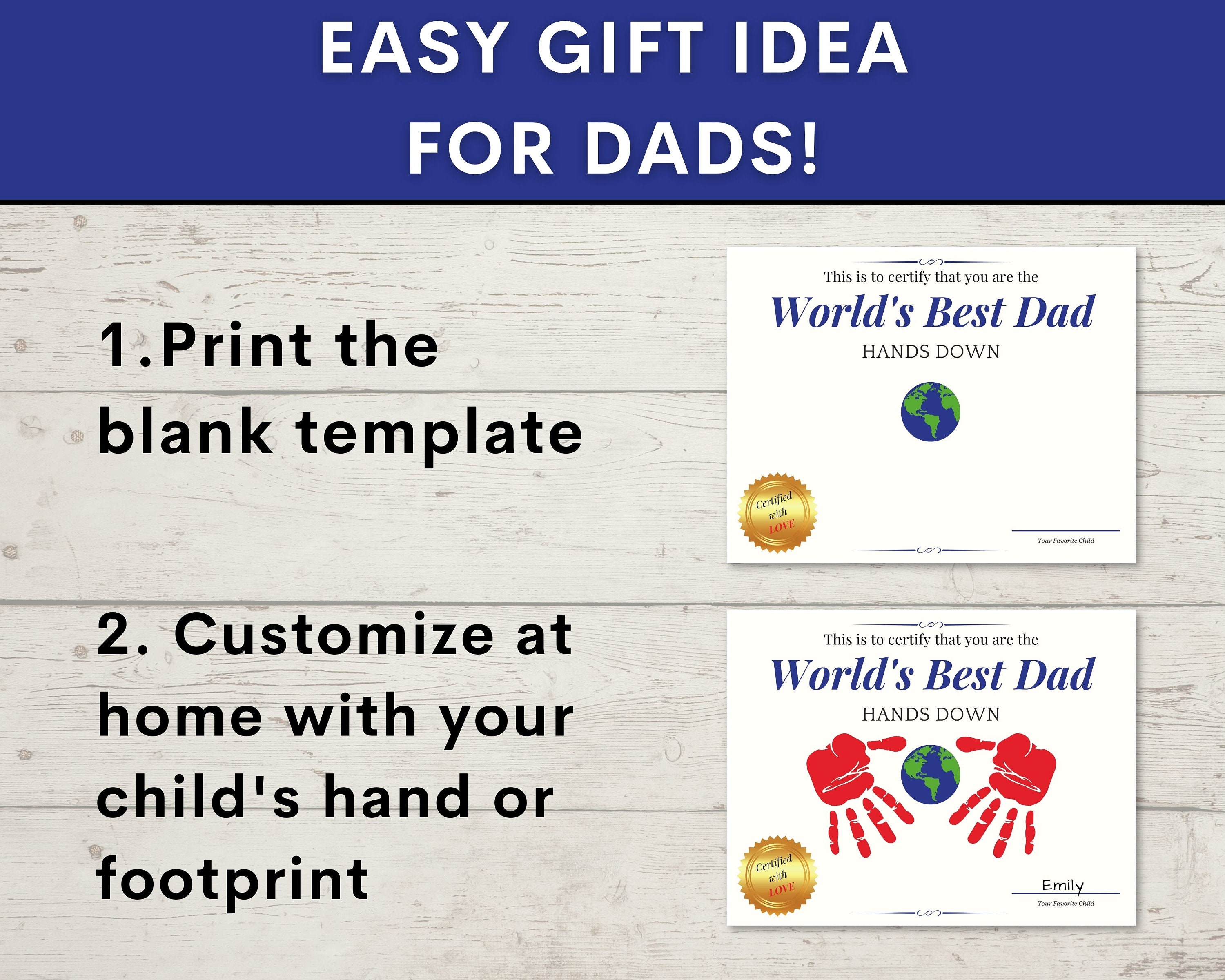 Fathers Day Handprint Art | World's Best Dad Hands Down Certificate ...