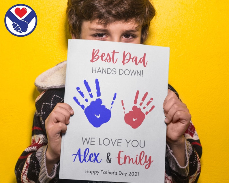 EDITABLE Best Dad Hands Down Printable Handprint Art DIY Father's Day ...