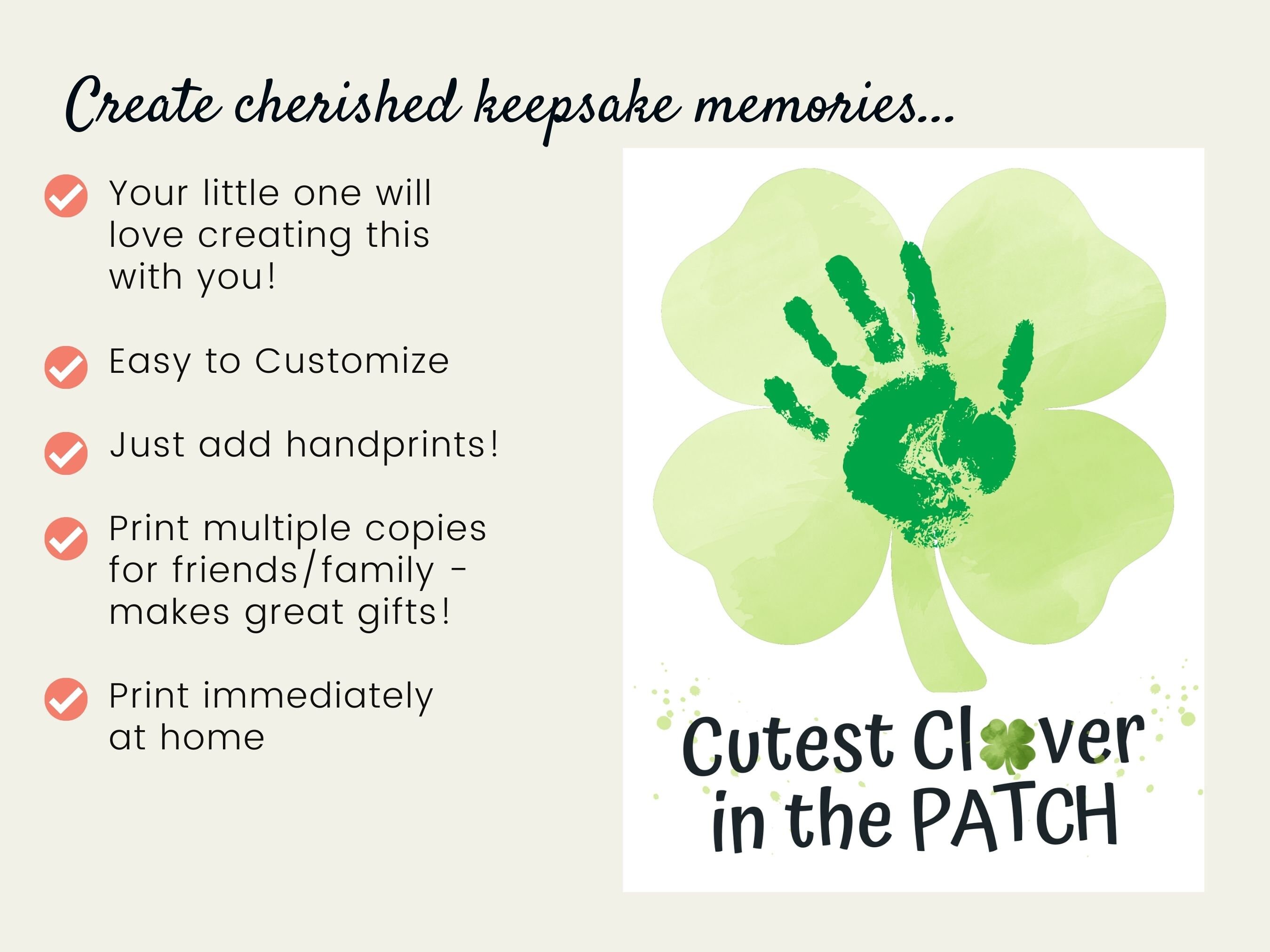 Cutest Clover in the Patch Shamrock Handprint Art Craft DIY St Patrick ...