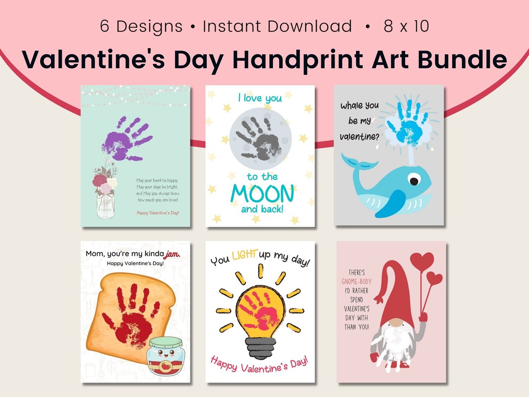 Valentine's Day Handprint Art Bundle | DIY Valentine Crafts for Kids ...