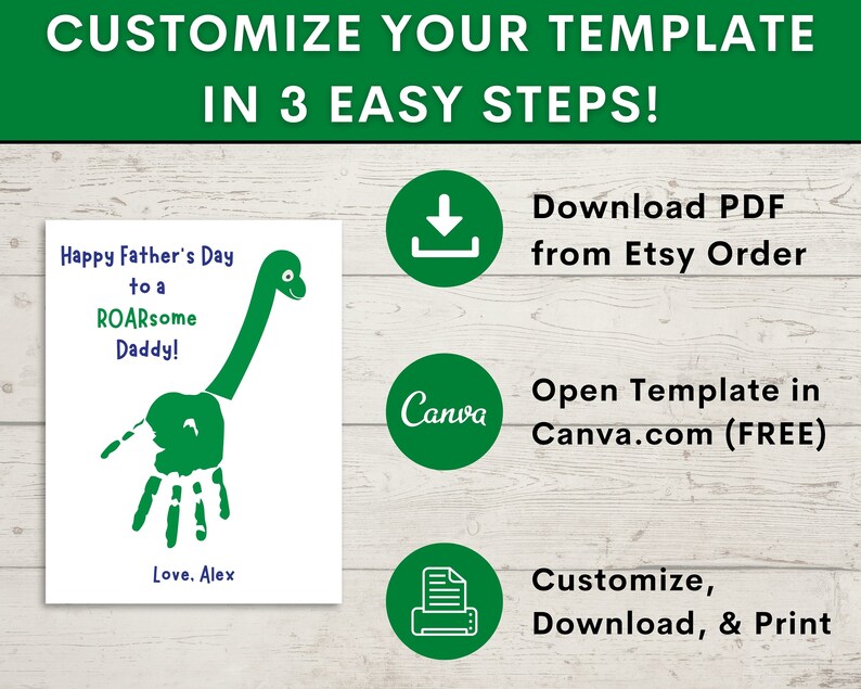 EDITABLE Roarsome Dinosaur Printable Handprint Art DIY - Etsy