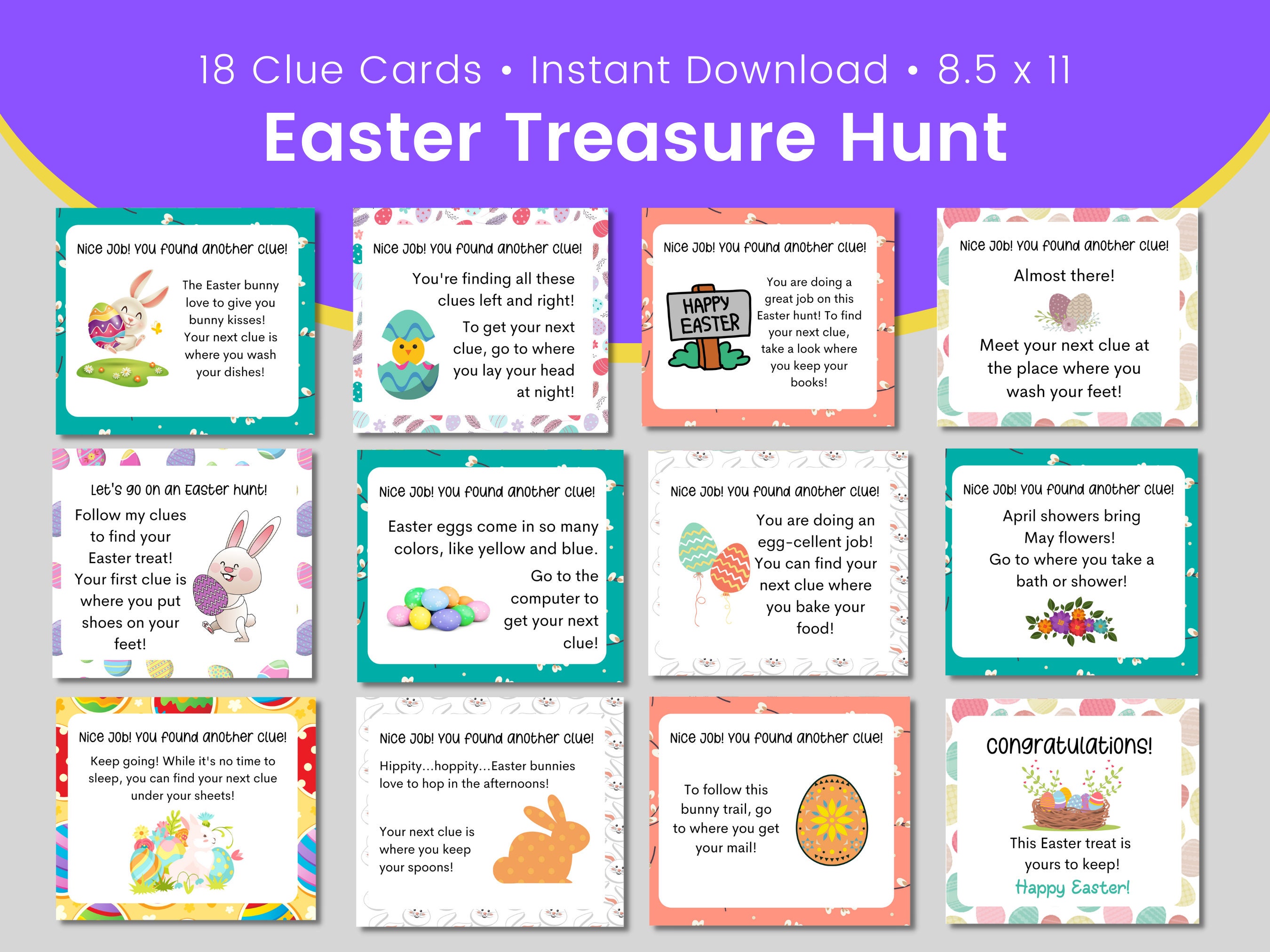 Easter Scavenger Hunt for Kids Easter Egg Hunt Clues Easter Bunny ...