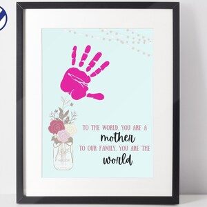 Mothers Day Handprint Art | Mason Jar One Flower Handprint Art ...
