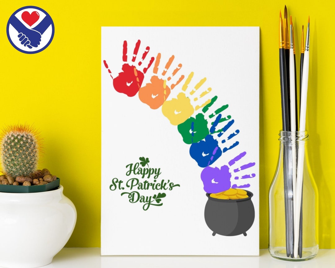 St Patrick's Day Rainbow Handprint Art | Rainbow Handprint Craft | Pot ...
