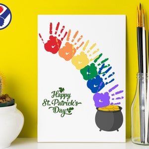 St Patrick's Day Rainbow Handprint Art Rainbow Handprint Craft Pot of ...