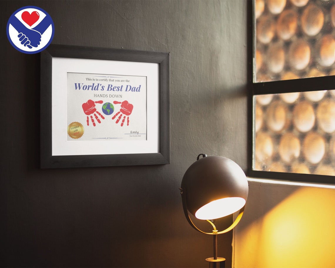 Fathers Day Handprint Art | World's Best Dad Hands Down Certificate ...