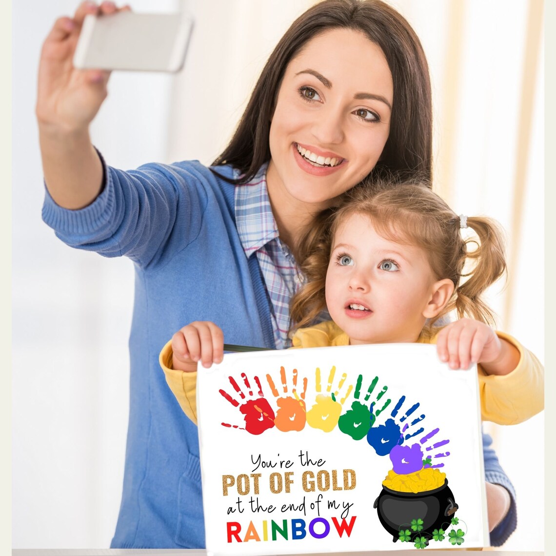 Rainbow Pot of Gold Handprint Art Craft DIY St Patrick's | Etsy