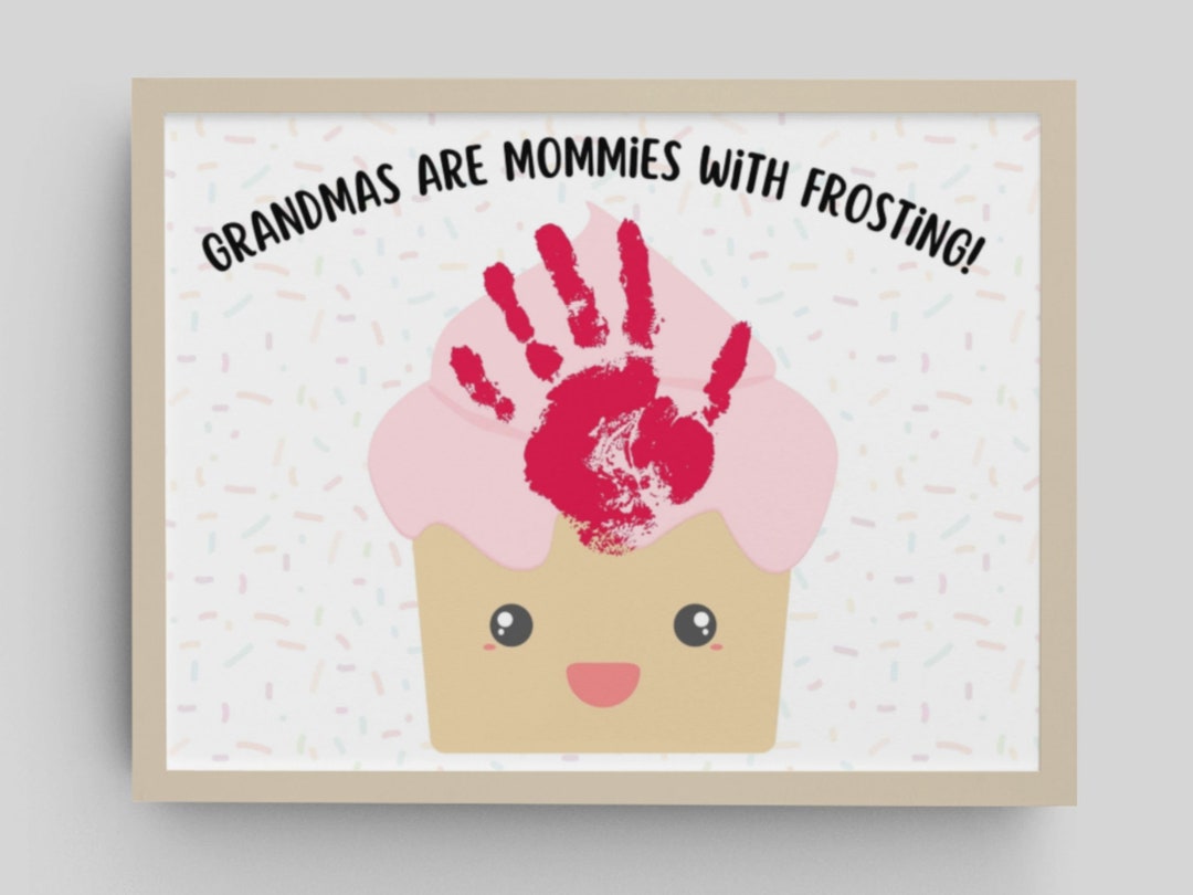 Gift for Grandma Cupcake Handprint Art Craft | DIY Card for Granny ...