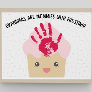 Gift for Grandma Cupcake Handprint Art Craft | DIY Card for Granny ...
