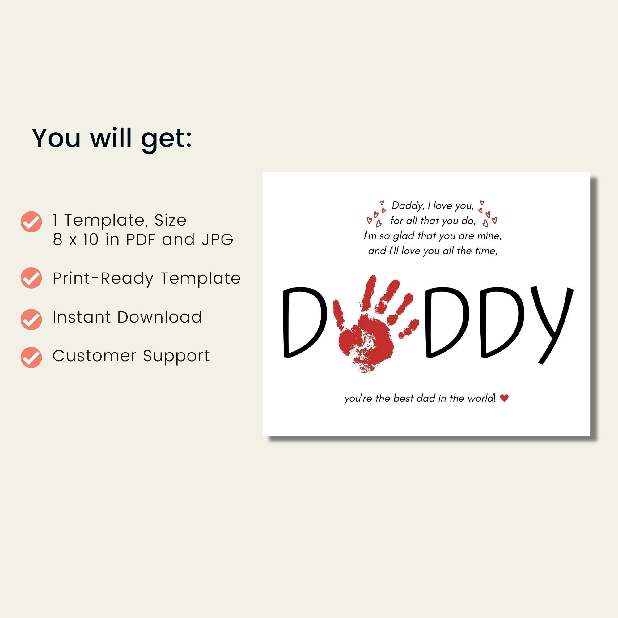 Handprint Art Craft I Love You Daddy Poem DIY Personalized - Etsy