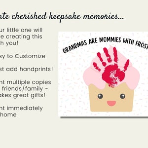 Gift for Grandma Cupcake Handprint Art Craft | DIY Card for Granny ...