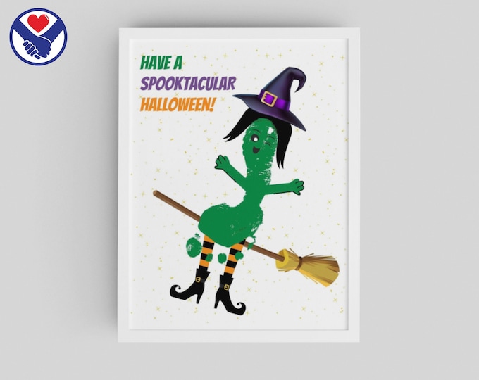 Halloween Witch's Broom Handprint Craft Template - Handprint Art Kit ...