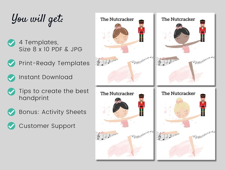 Nutcracker Ballerina Christmas Handprint Art | Christmas Crafts for ...