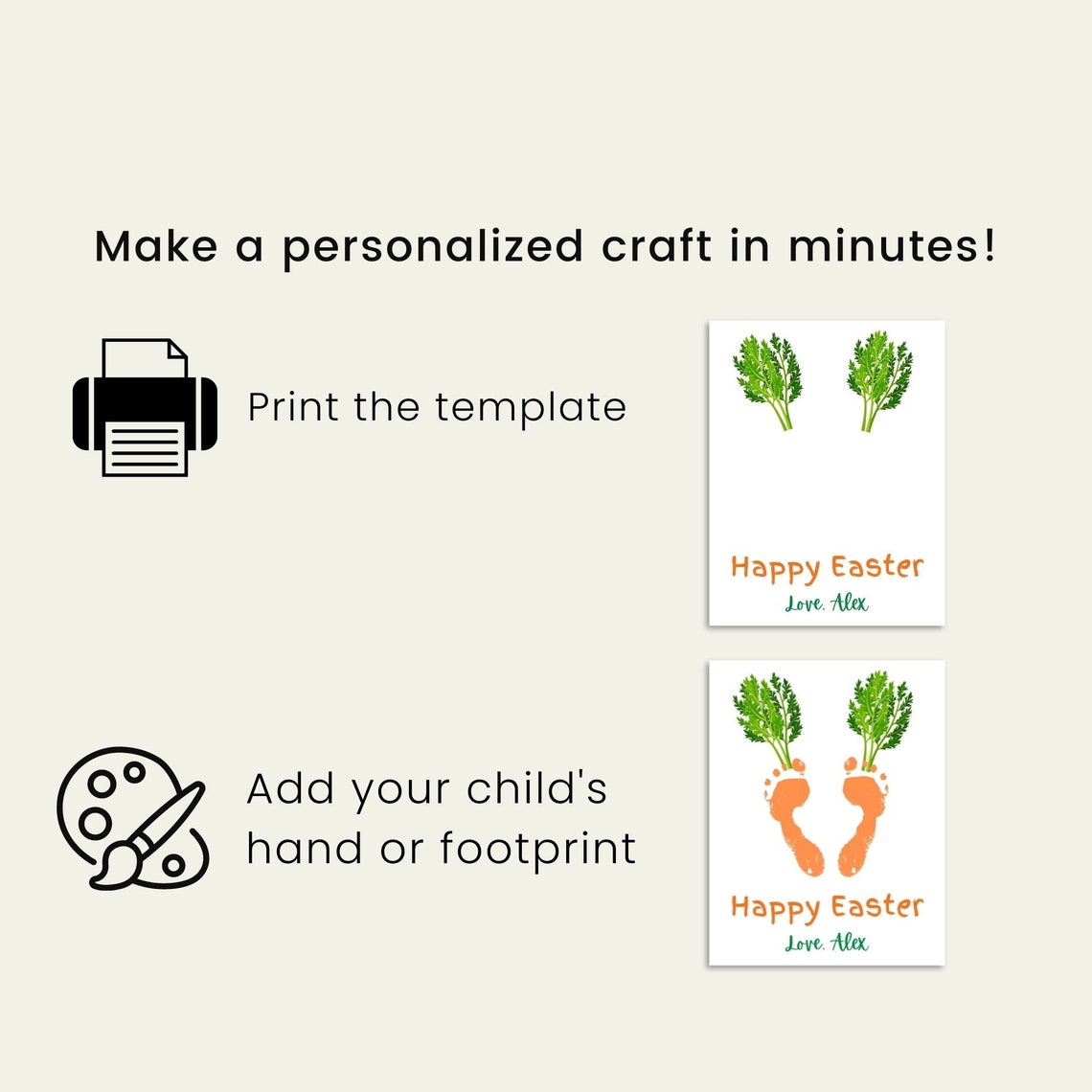 EDITABLE Easter Carrot Printable Handprint Art DIY Easter Craft Easter ...
