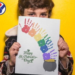 St Patrick's Day Rainbow Handprint Art | Rainbow Handprint Craft | Pot ...