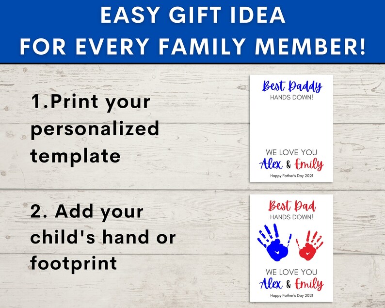 EDITABLE Best Dad Hands Down Printable Handprint Art DIY - Etsy