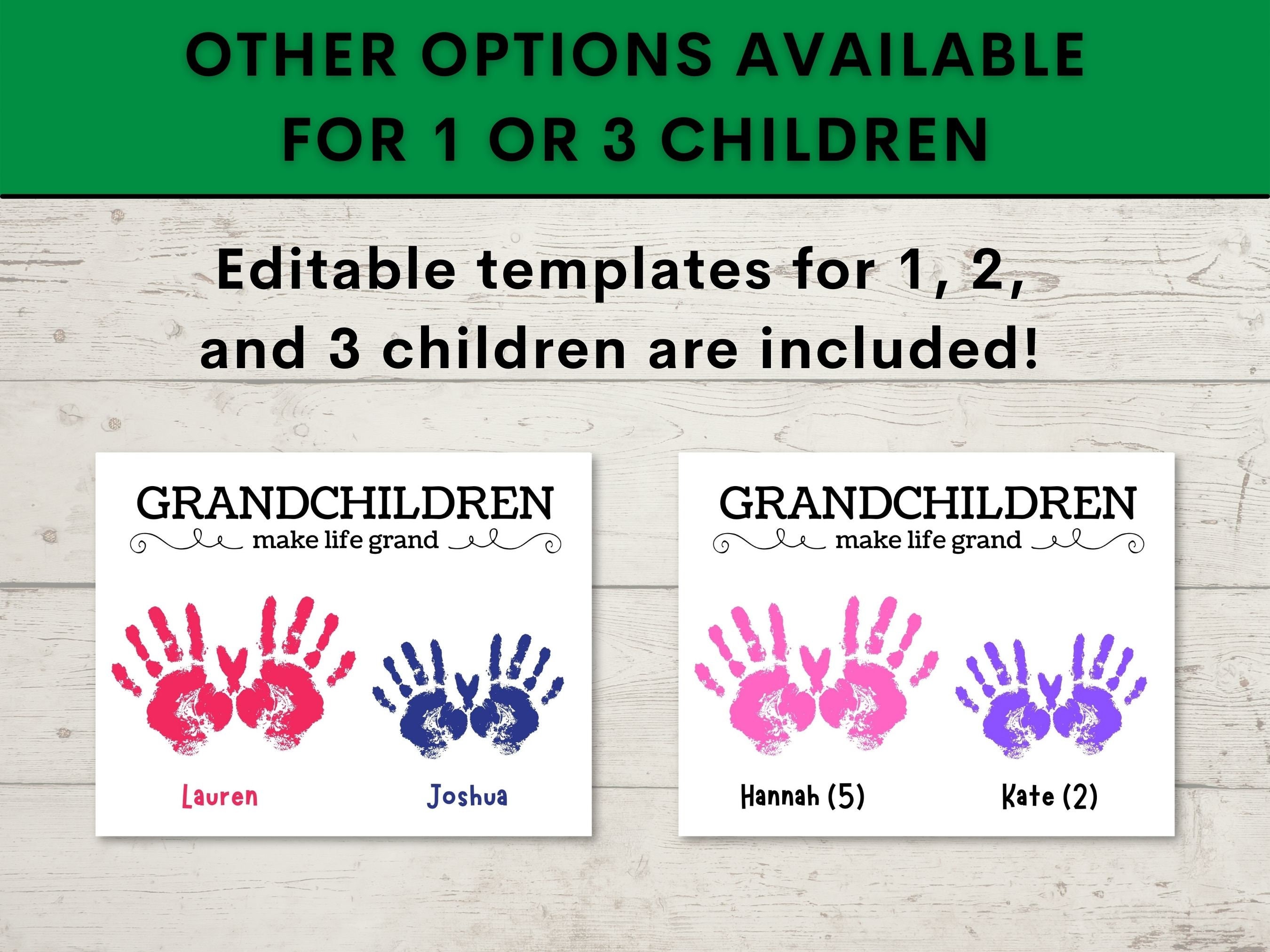 EDITABLE Grandchildren Make Life Grand Handprint Art - Etsy