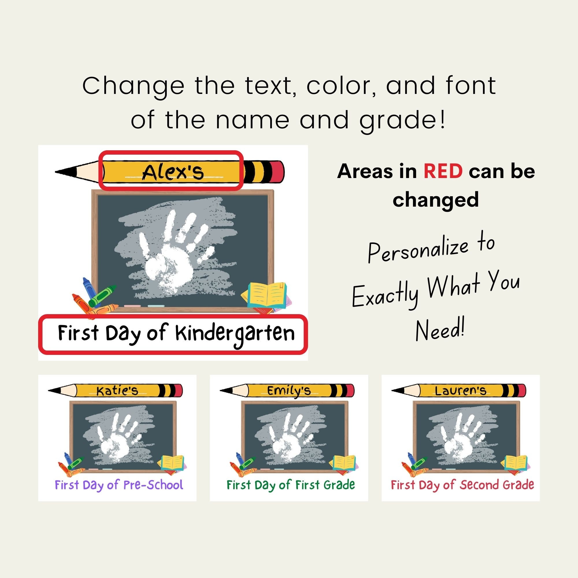 EDITABLE Back to School Chalkboard Handprint Art | First Day of School ...