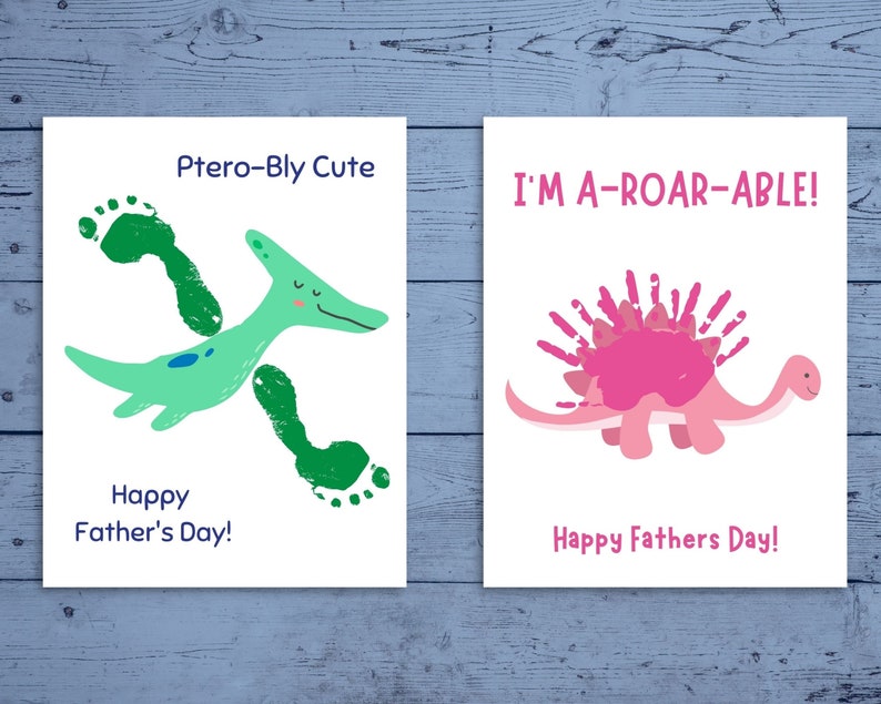 Father's Day Dinosaur Handprint Art Dinosaur Craft - Etsy