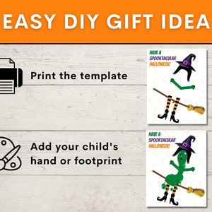 Halloween Witch on a Broomstick Handprint Art | Witch Handprint ...