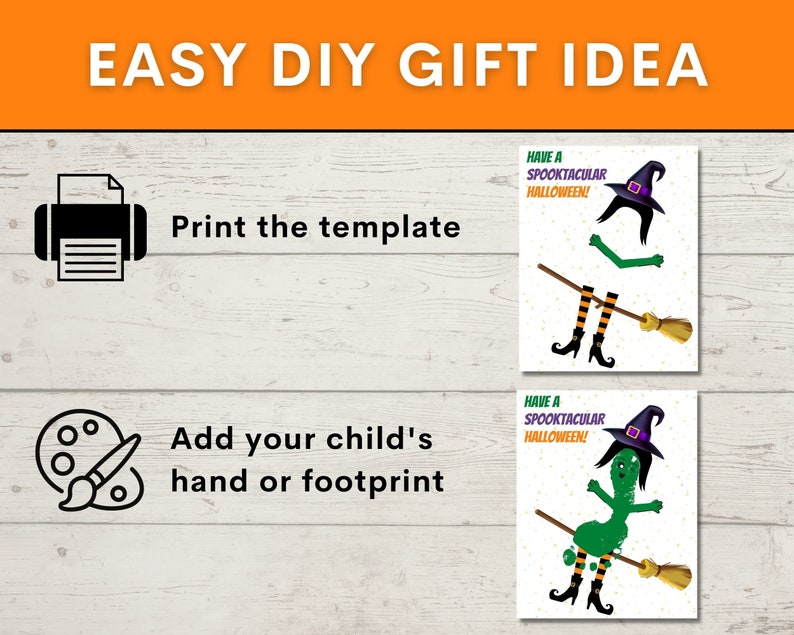 Halloween Witch on a Broomstick Handprint Art | Witch Handprint ...