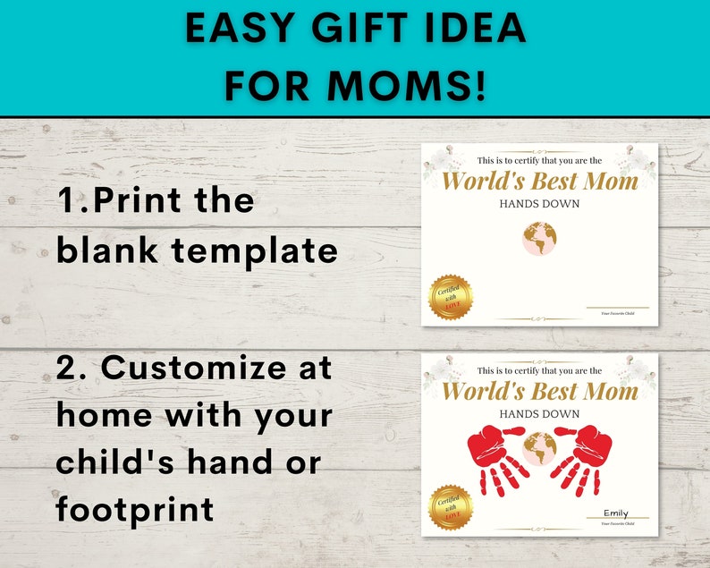 Mothers Day Handprint Art World's Best Mom Hands Down - Etsy