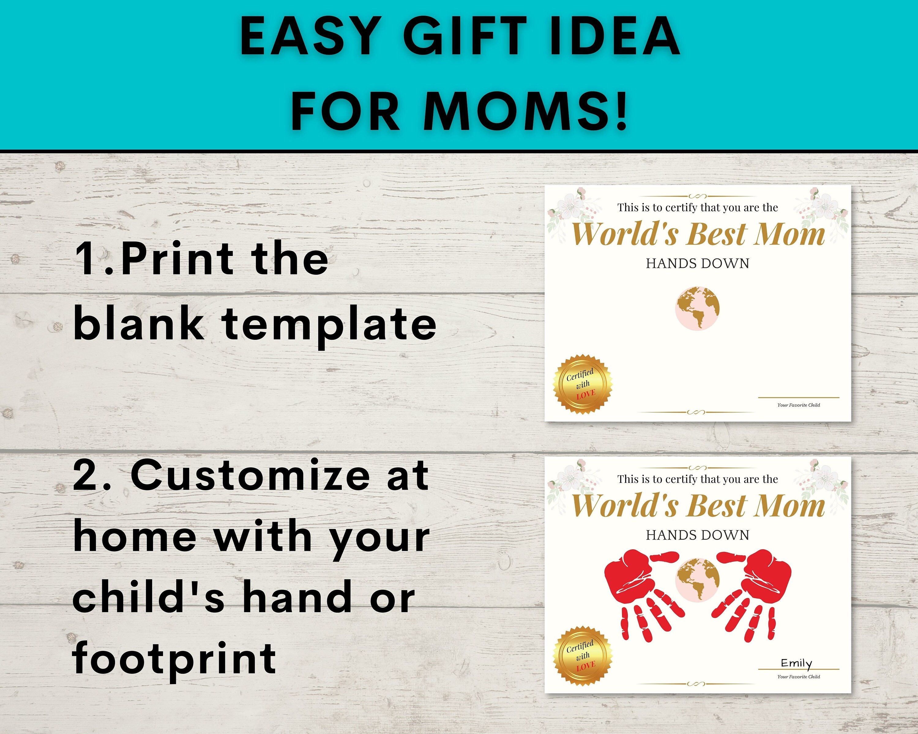 Mothers Day Handprint Art World's Best Mom Hands Down - Etsy