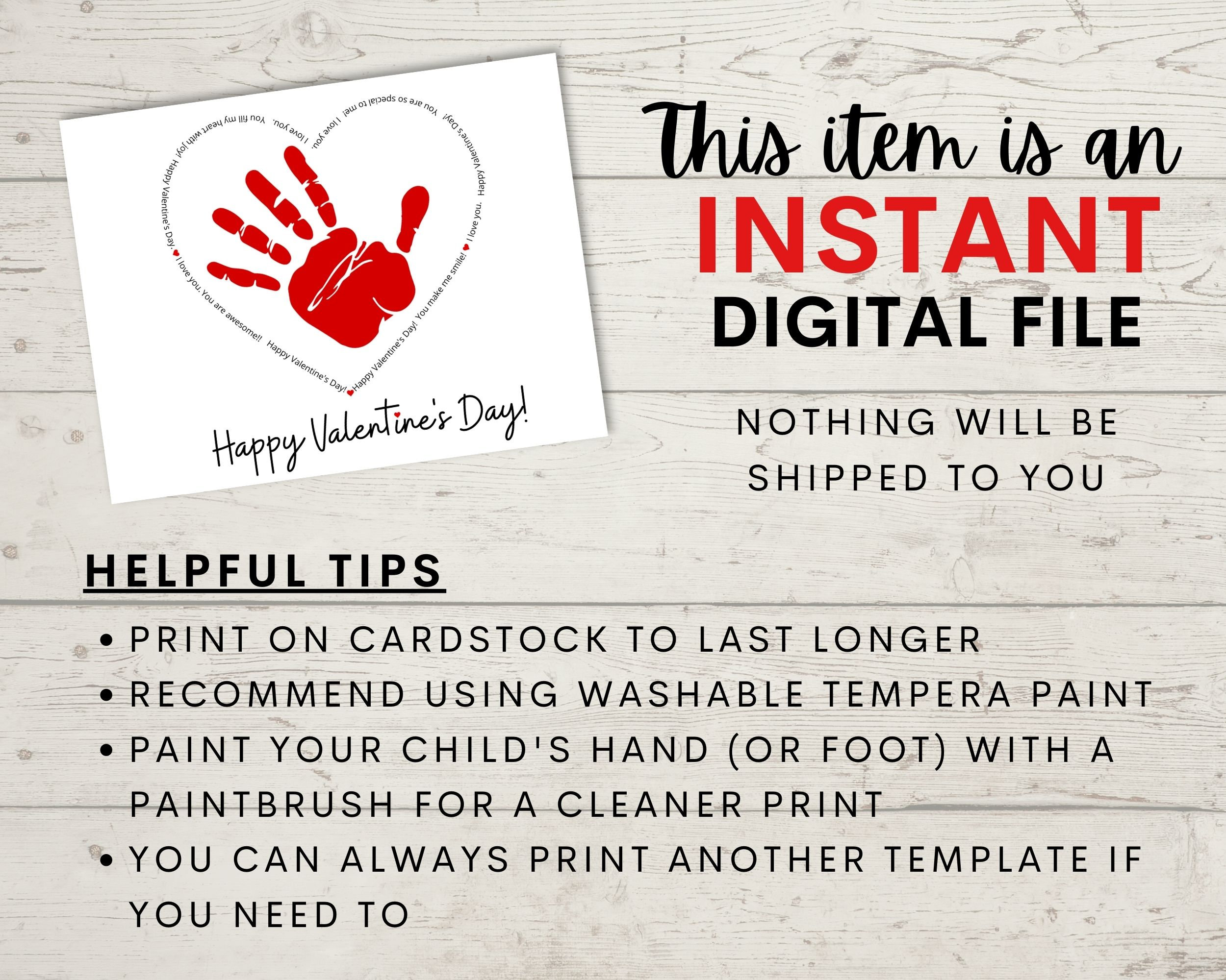 Valentines Day Handprint Art Craft Handprint Keepsake DIY - Etsy