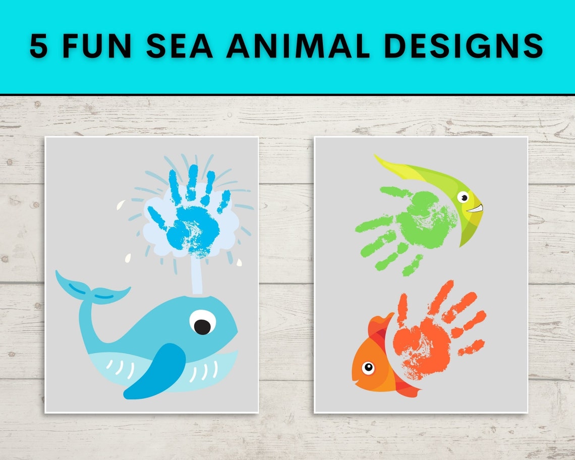 Sea Animals Handprint Art Bundle Handprint Wall Art Crafts - Etsy