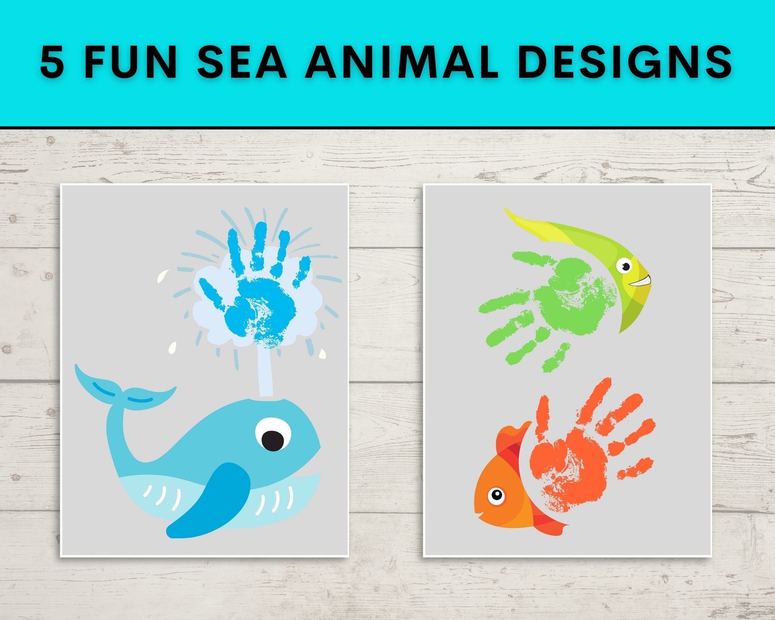 Sea Animals Handprint Art Bundle | Handprint Wall Art | Crafts for Kids ...