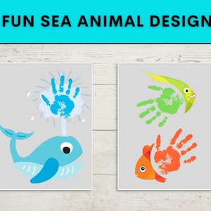 Sea Animals Handprint Art Bundle | Handprint Wall Art | Crafts for Kids ...