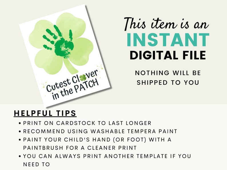Cutest Clover in the Patch Shamrock Handprint Art Craft DIY - Etsy