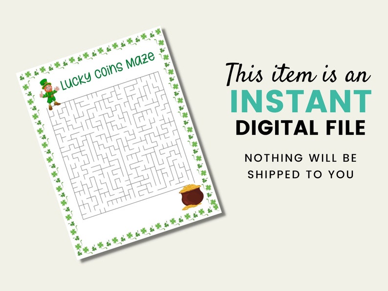 St Patricks Day Activity Sheets for Kids Leprechaun Maze, Word Search ...