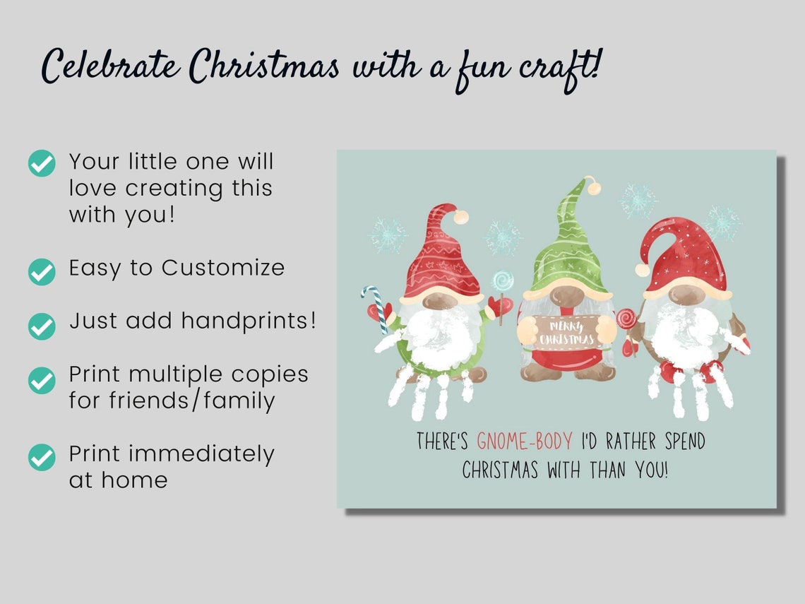 Christmas Gnome Handprint Art Christmas Crafts for Kids - Etsy